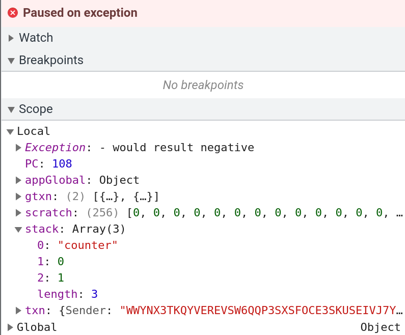 Using the TEAL Debugger to Debug a Smart Contract | Algorand Developer Portal